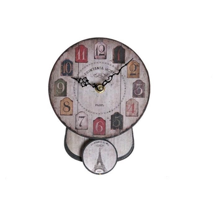 Horloge murale thyann home decor pendule fer bois mdf (14 x 5 x 19 cm ...