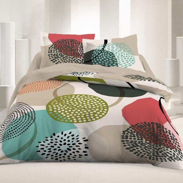 Parures de drap 2 places 100 % coton 57 Fils -Rond - Cdiscount Maison