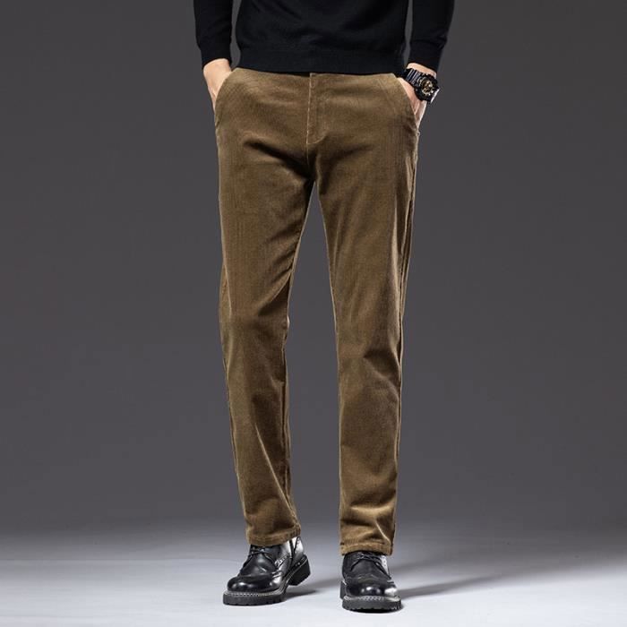 Pantalon Homme en Velours Côtelé Stretch - AIEVIS - Coupe Droite - Uni ...