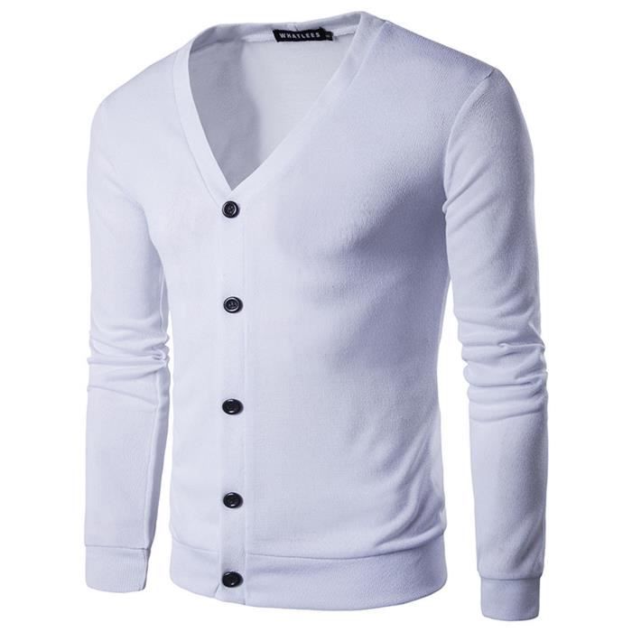 Pull slim fit à manches longues et col en V décontracté pour hommes ...