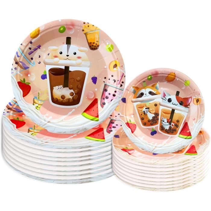 20 Pack Boba Tea Party Assiettes jetables Bubble Tea Paper Plaques pour ...