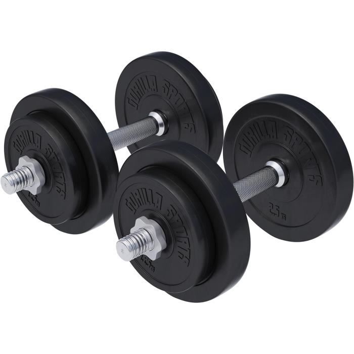 GORILLA SPORTS Set d'Haltères Courts - 20kg-30kg, Ensemble Disques ...