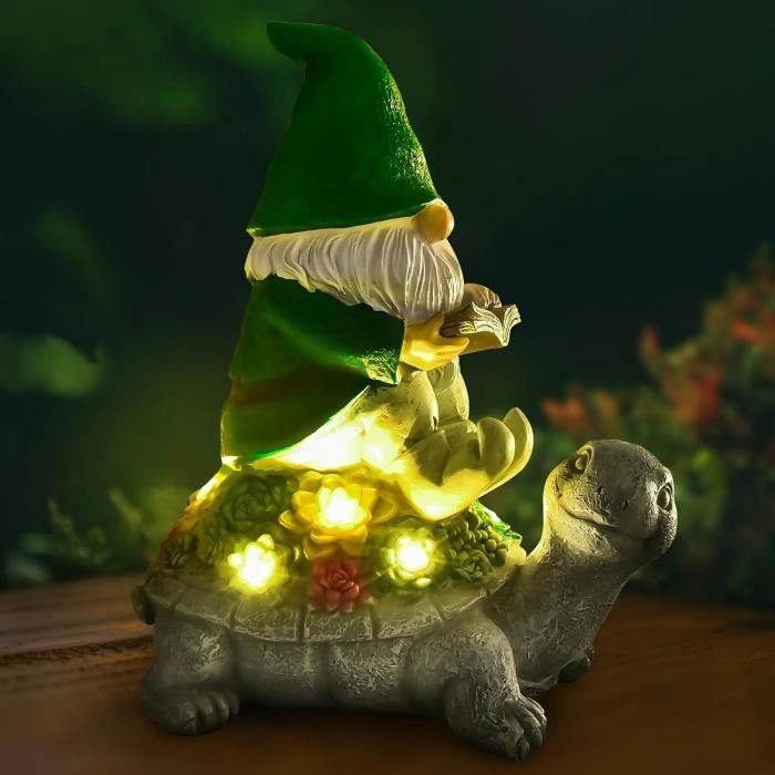 Hereneer Jardin Tortue Solaire Figurine, Statue de Tortue Extérieur, Statues de Jardin Exterieur ...