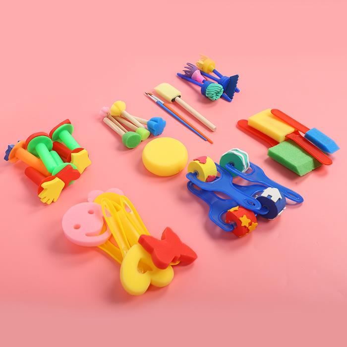 VBESTLIFE Brosse d'apprentissage pour enfants 30pcs Timbre Éponge ...