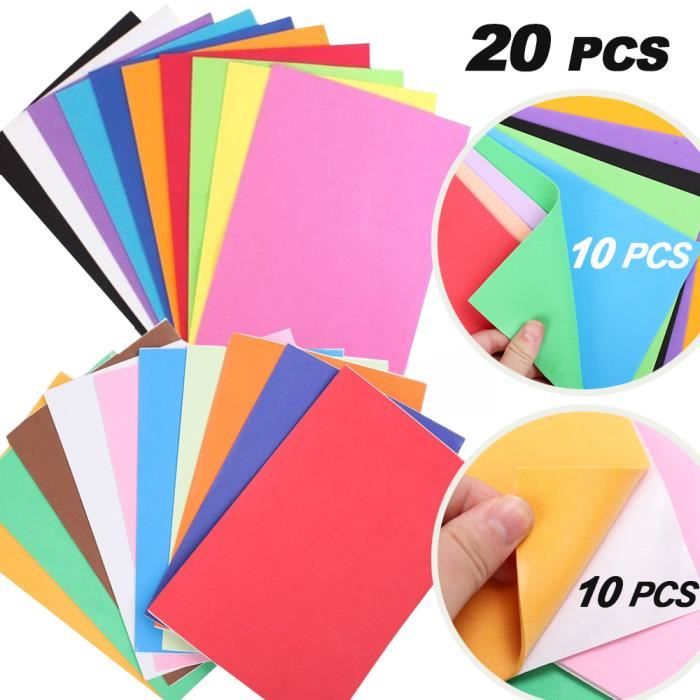 20 pcs A4 Feuilles en Mousse Papier Autocollant 10 Couleurs 10pcs ...