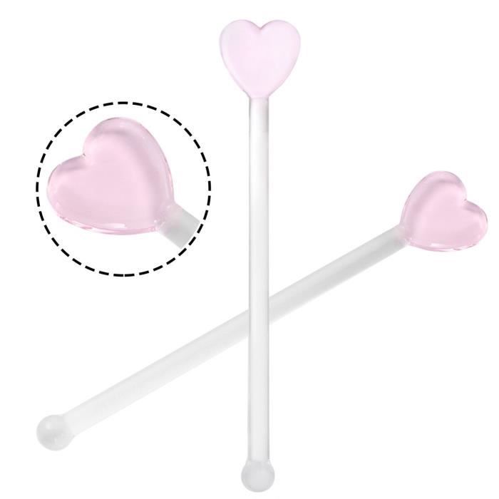 TRINGLE - EMBOUT TRINGLE,pink heart--Bâtonnets de mélange en verre pour ...