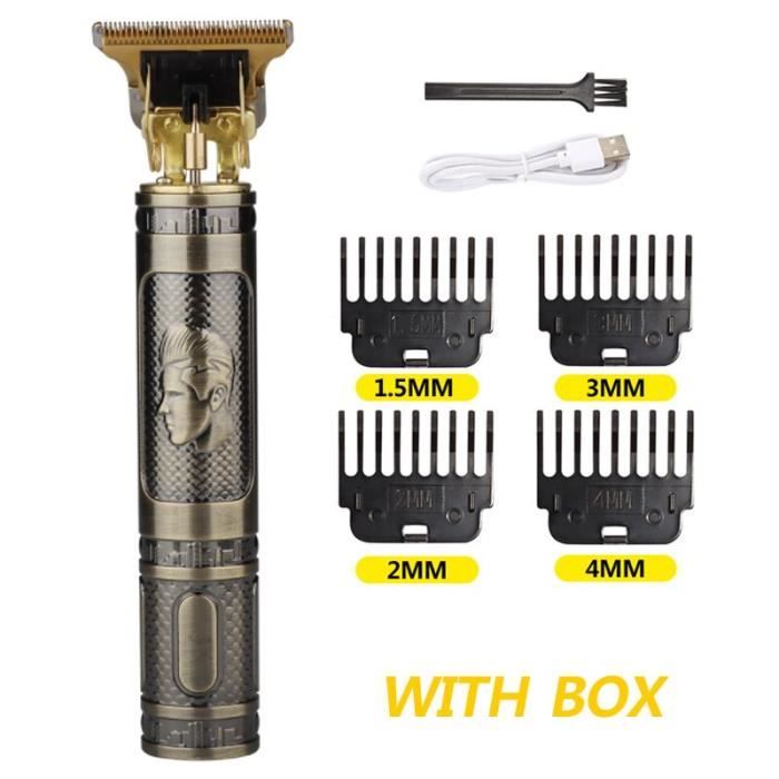 TONDEUSE A BARBE,ABS Man--Tondeuse électrique Vintage T9 0MM pour hommes, rasoir USB sans fil ...