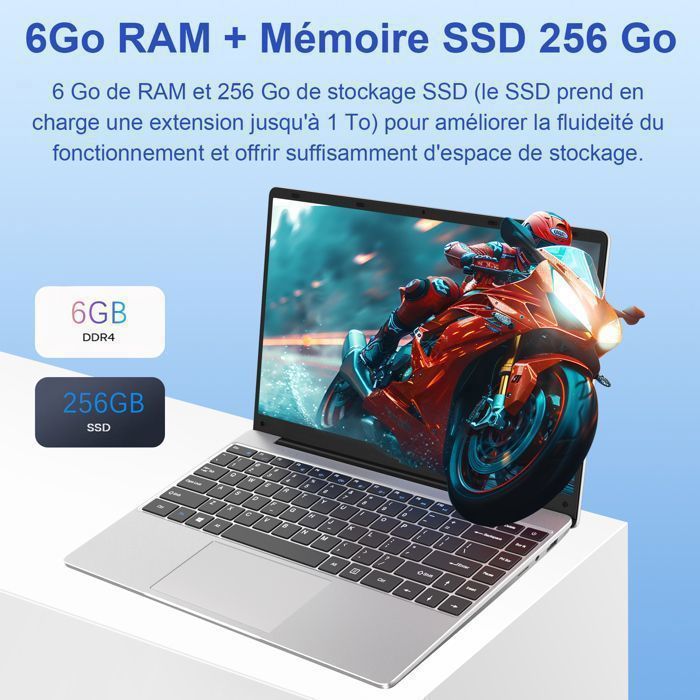 NOTODD PC Portable 14" FHD - 6Go RAM Stockage 256Go - Ordinateur ...