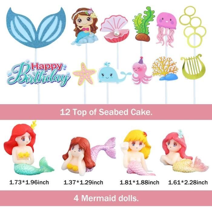 16 Pièces Sirène Cupcake Toppers,Cake Topper,Décoration Gâteau Sirene ...