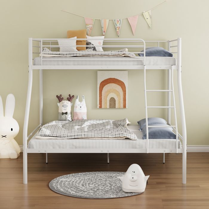 DUAL - Lit superposé en métal blanc 90 x 190 cm + 140 x 190 cm ...