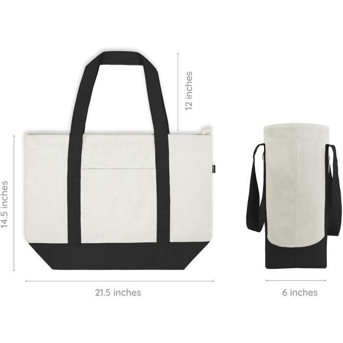 Ecoright Canvas Tote Bag For Women With Zip & Inner Pocket, 100% ...