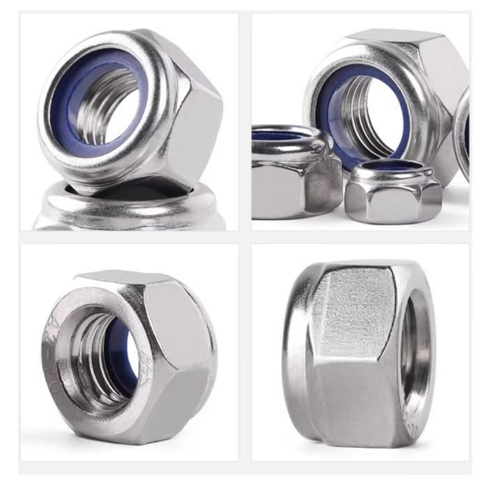 M4 Ecrou Inox 304 Nylon Écrou Autobloquant Ecrous Hexagonal Avec ...