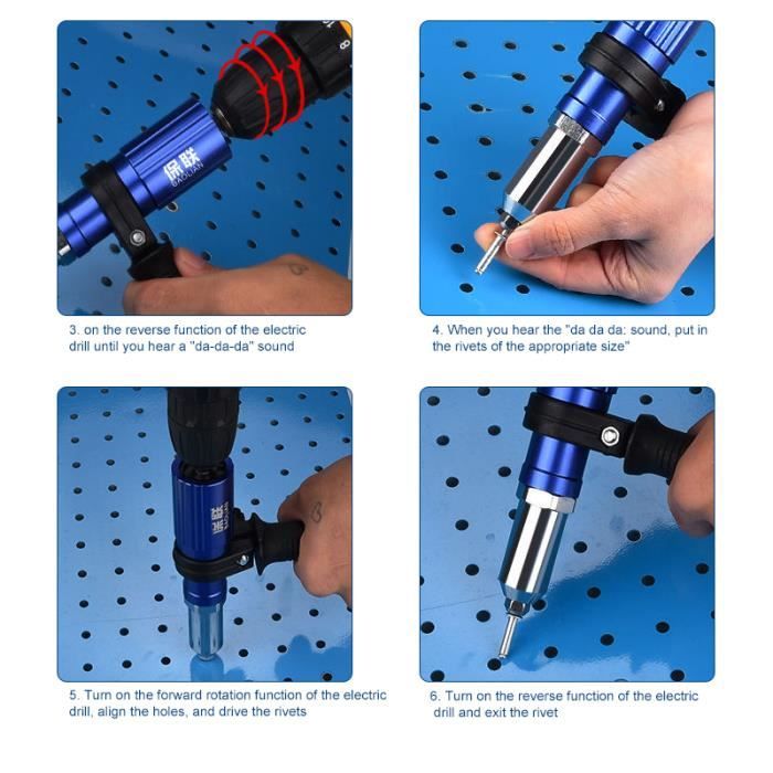 Kit3 Electric Rivet Gun 2.4mm 4.8mm rivet nut gun drill adapter Cordless riveting tool Insert Nut Pull Rive Cdiscount Bricolage