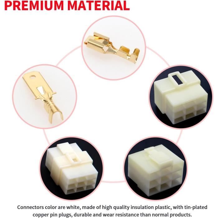 100 Pièces 6.3Mm Automobile Connecteur Kit, 9 Broches De Fil Électrique Connecteur Et Femelles ...