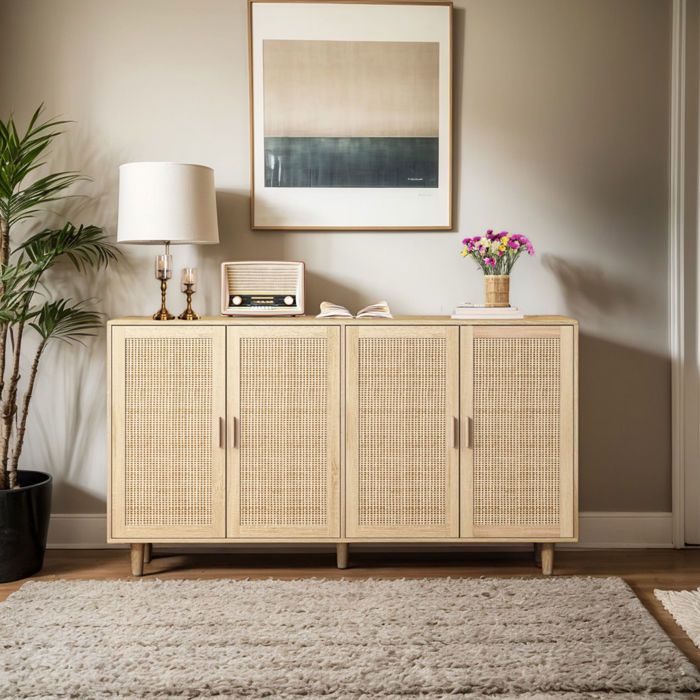 Buffet - Moderne avec 4 Portes et Rangements Intégrés, Meuble de Salon ...