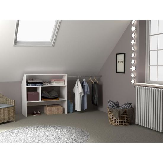 Kit dressing sous comble ARTIC EKIPA - Décor mélaminé blanc - 1 ...