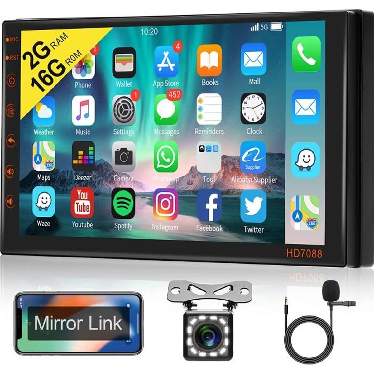 Android 2G+16G Autoradio 2 Din GPS Navi/WiFi Bluetooth Main Libre, 7 ...