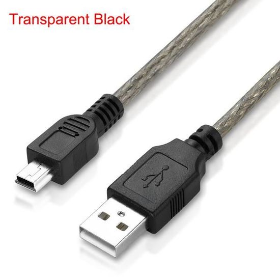 3M - Noir transparent - Câble USB 2.0 Type A Mâle vers Mini 5P Mâle ...