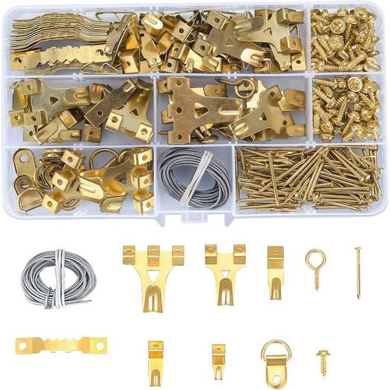 260 Pièces Kit de Suspension de tableaux, Crochet Pour Cadre avec Vis ...