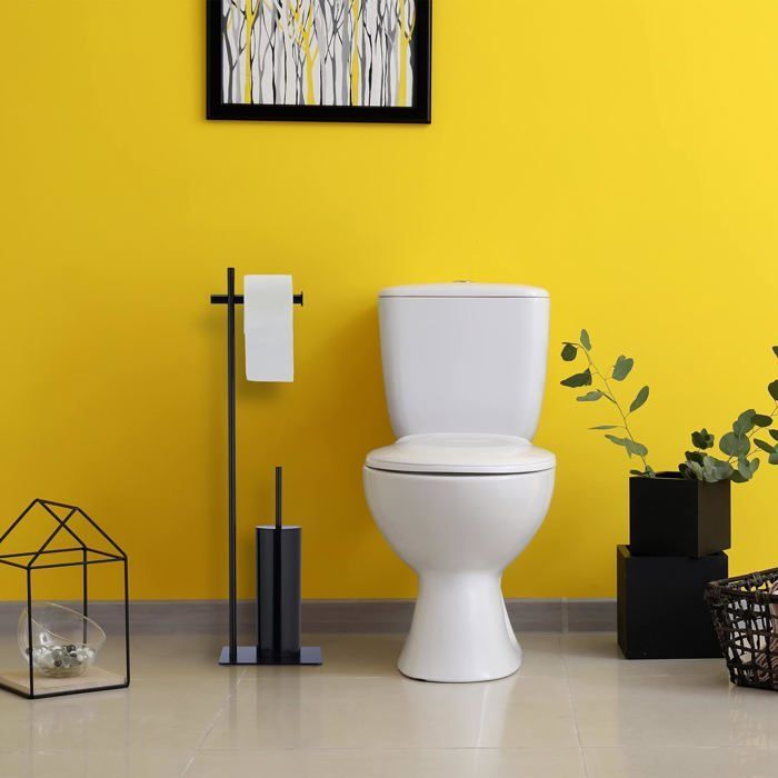Serviteur WC Non Fixe, Porte-Rouleau, Porte-Brosse, Acier, H x L x P ... Serviteur WC Non Fixe, Porte-Rouleau, Porte-Brosse, Acier, H x L x P ...