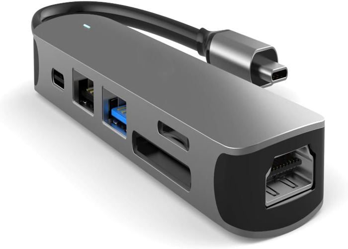 Hub adaptateur USB-C - 6-en-1 Multiport USB-C vers HDMI 4K, USB-A 3.0, USB-A 2.0 et lecteur de ...