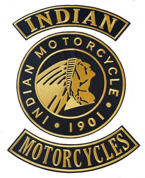Patchs - Indian Motorcycle - Lot de 3 - Noir et Or - Gros Patchs ...