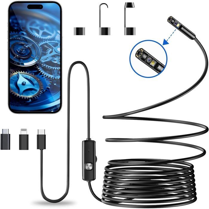 Endoscope D'inspection, Camera Endoscopique 1920P HD Serpent Double ...