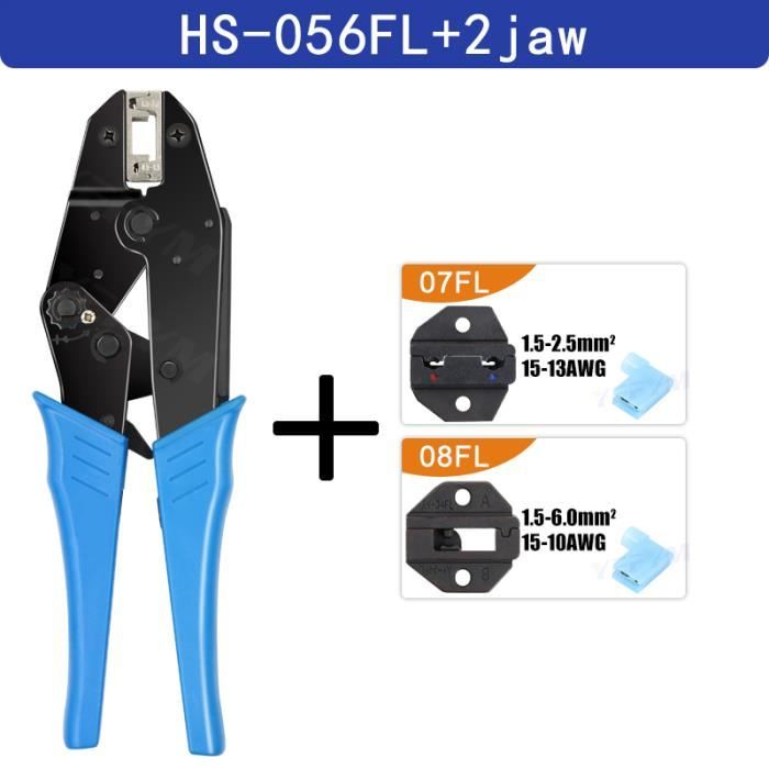 Drapeau Bornes pince à sertir - HS-056FL - 0.5-2.5mm² - Non isolé - 4.8/6.3mm - Connecteurs ...