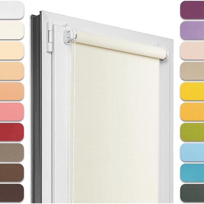 ® Store Enrouleur Pour Fenêtre Sans Perçage 90 X 120 Cm Perle 25 ...