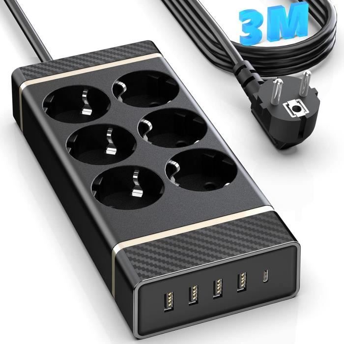 Bloc Electrique Multiprise Avec Usb C 20W, Multiprise 6 Prises Avec ...