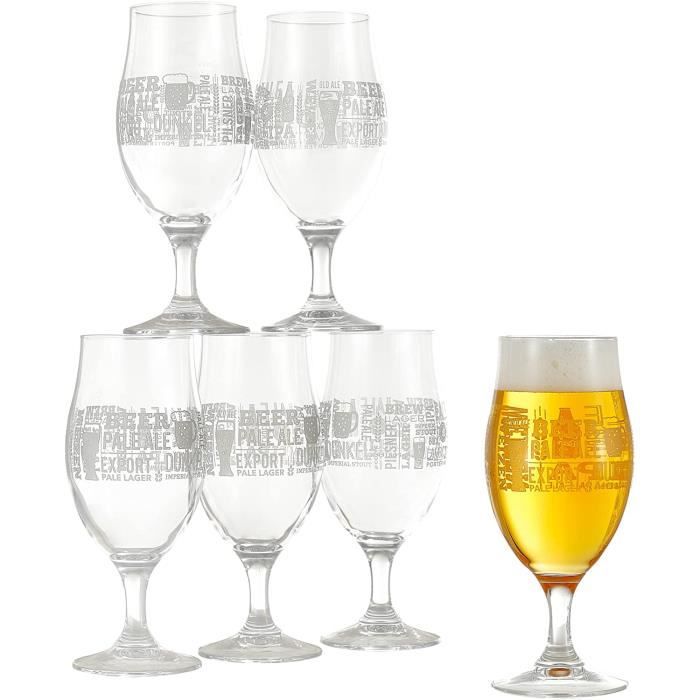 Lot de 6 verres à bière en verre, verre à bière décoré 50 cl[670 ...