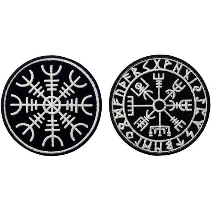 2 pièces Norse Viking Compass Rune Patch tactique Viking Compass Rune ...