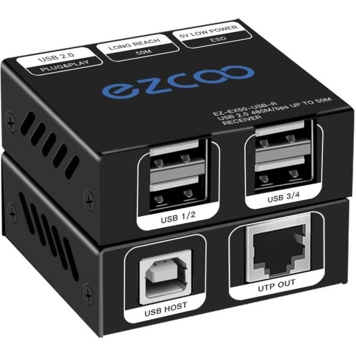 USB Extender Ethernet 4 Ports USB Over Extender Cat5e Cat6 USB RJ45 ...