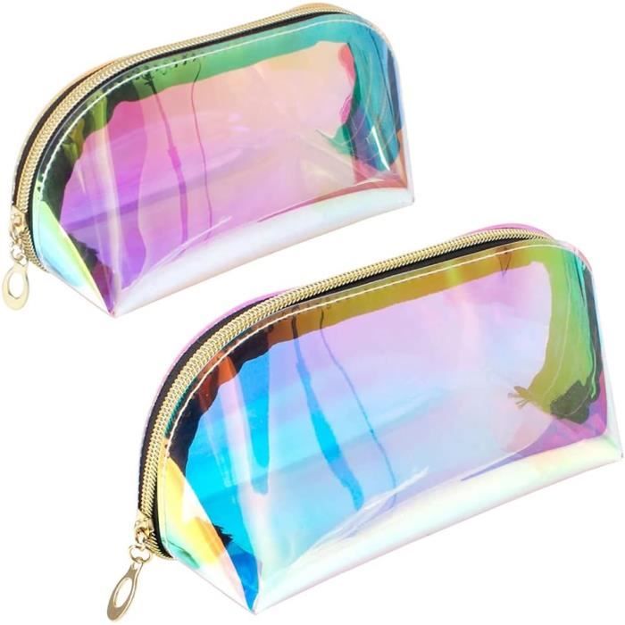 2 Pcs Trousse Toilette Transparente Laser,Trousse Cosmétiques TPU ...