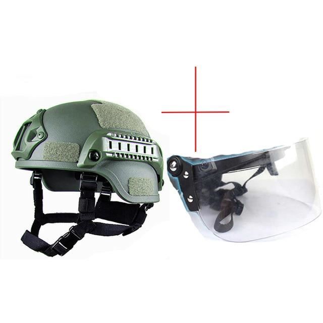 Olive terne - Casque Airsoft Swat De Combat Mich 2000, Avec Visière ...
