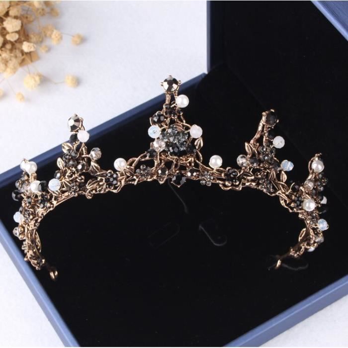 Style I - Diadème De Mariée Baroque Avec Perles De Cristal Noir ...