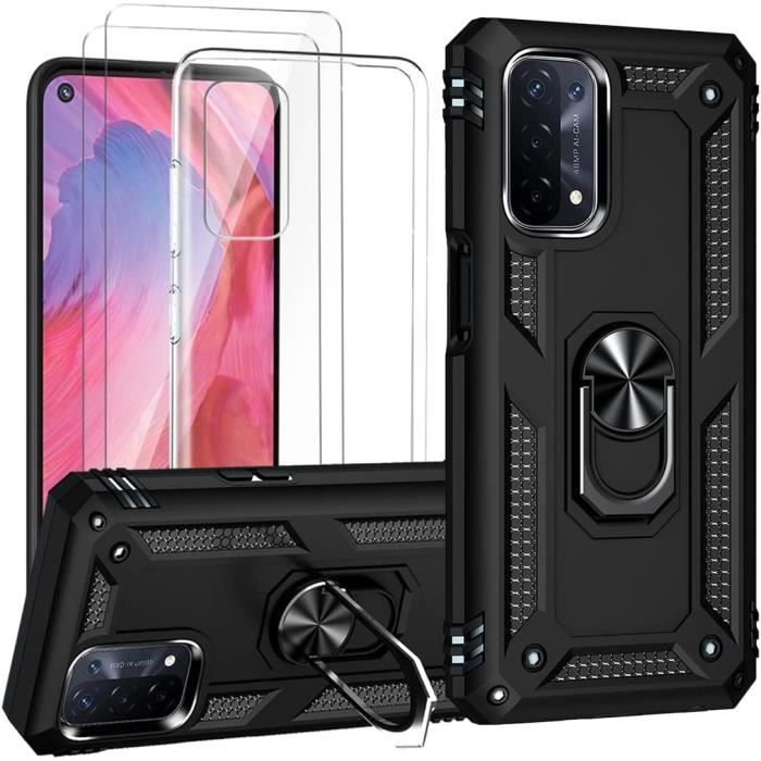 Pour Oppo A54 5G - A74 5G - A93 5G Transparent Coque + Noir étui + [2 Pezzi] Verre trempé ...