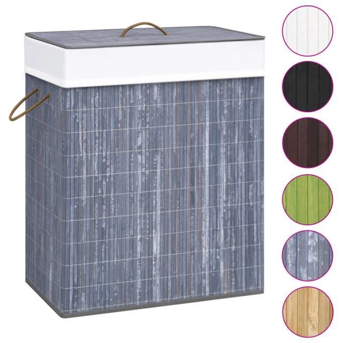 XIO Panier à linge Bambou Gris 83 L 112259 - Cdiscount Maison