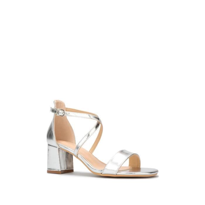 Sandales à brides fines entrecroisées Argente - Cdiscount Chaussures