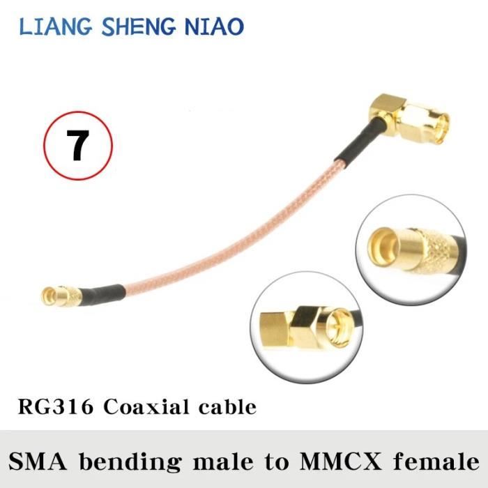 Câble RG316 MMCX femelle Jack écrou cloison vers SMA mâle,connecteur RF coaxial cavalier Pigtail ...