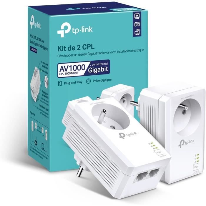 Cpl 1000Mbps Avec 2 Port Gigabit Et Prise Intégrée, Boitier Cpl Kit De ...
