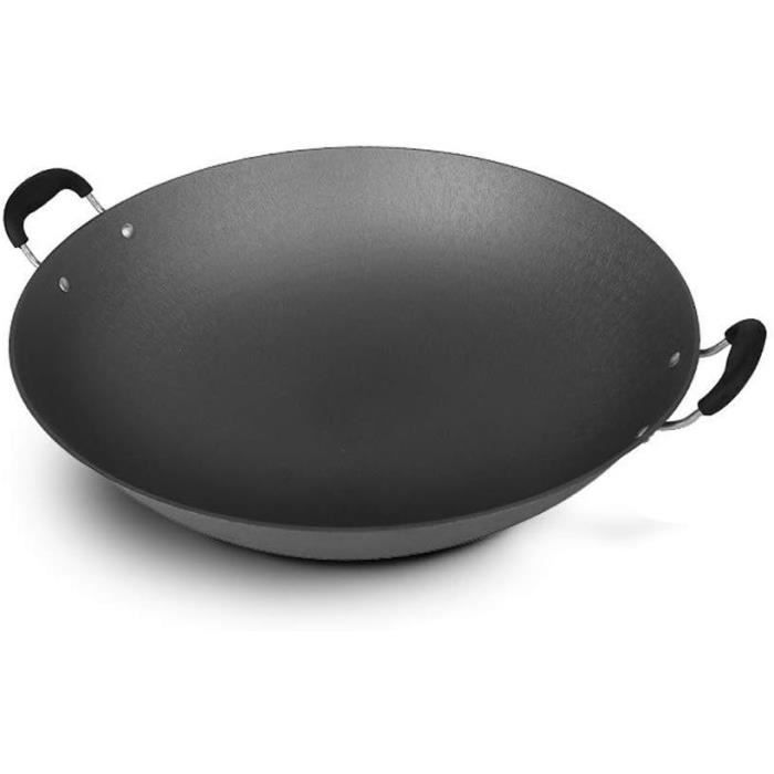 Wok Concave Peu Profond En Fonte Noir 40 Cm,48Cm[J1713] - Cdiscount Maison
