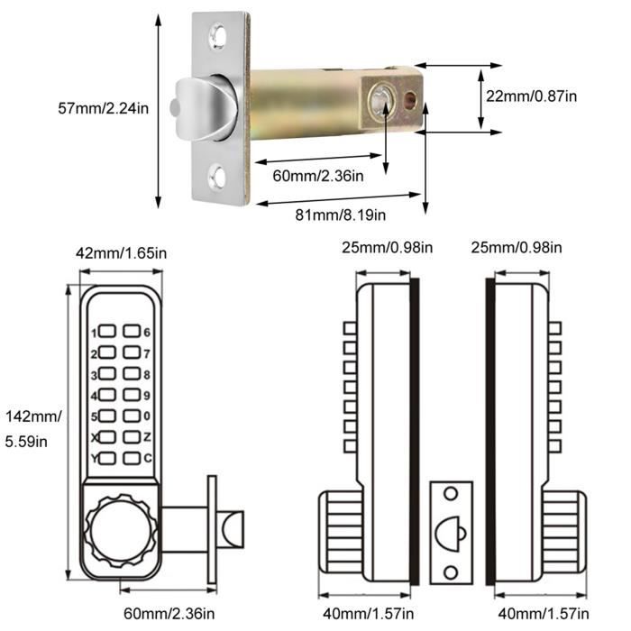 MAG Verrouillage par Mechanical Keyless Door Lock, Zinc Alloy Password ...