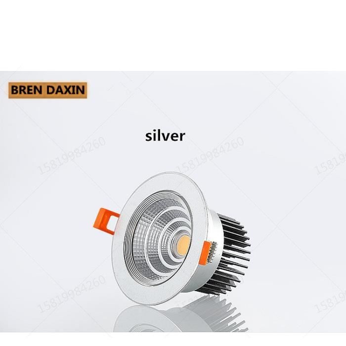 SPOTS,silver-12w No dimmable-6000K--Spot lumineux Led encastrable pour ...