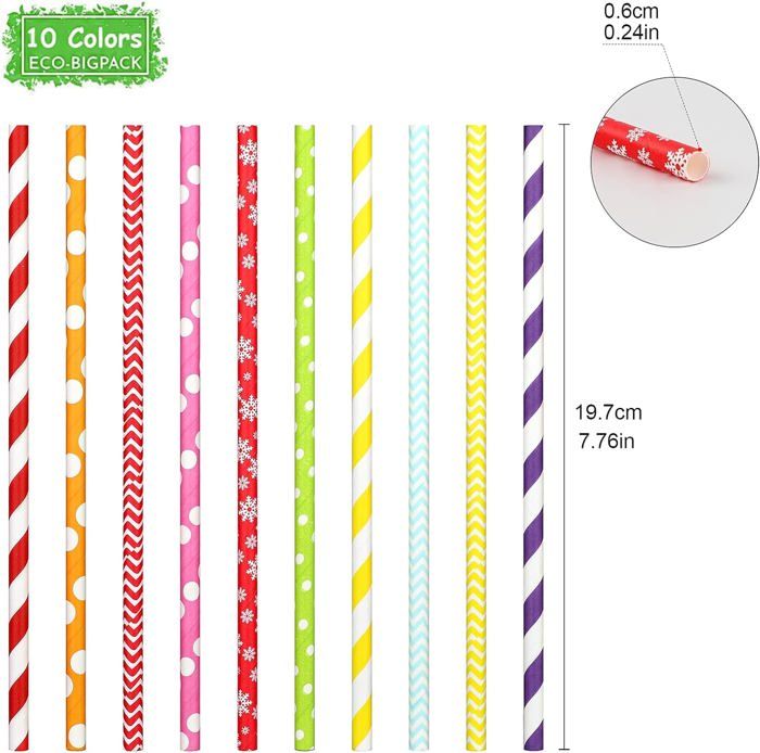 150 Pcs Pailles Papier Rutilisables Paille Color pour Mason Jar Verre ...