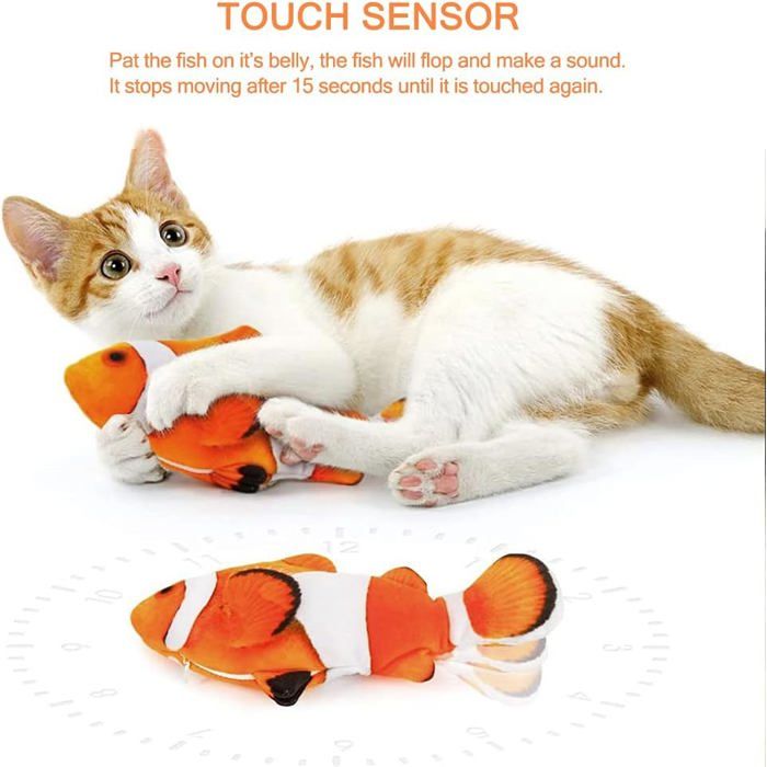 Poisson peluche réaliste chat intérieur animé - Cdiscount