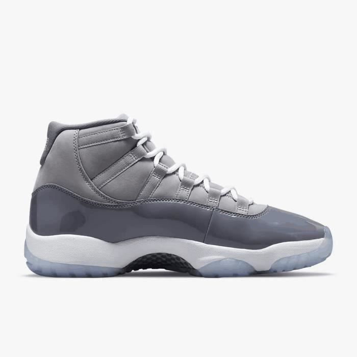 Air-Jordanx 11 Retro Cool Grey Blanche et Gris Homme Femme Chaussures ...