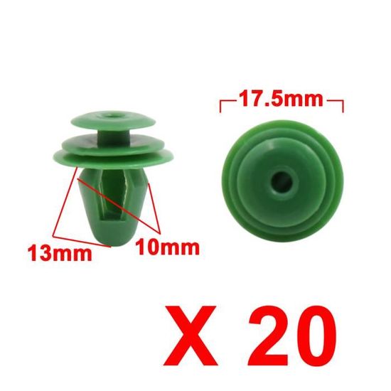20pcs Rivet fixation plastique agrafe retenue protection aile 10mm ...