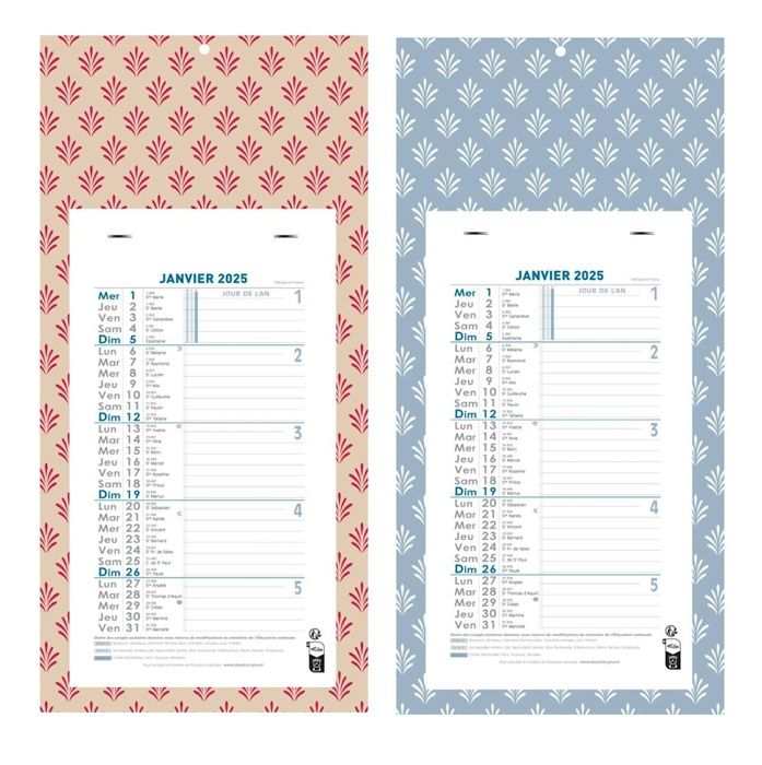 Calendrier Bloc Mensuel Mural 2025 - 16x33cm - Decor aleatoire ...