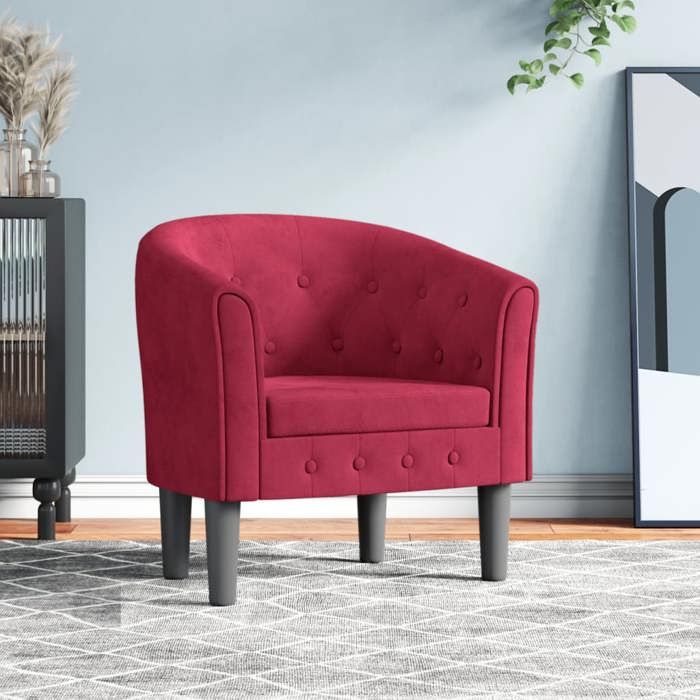 BONNIE®（Rouge）Fauteuil somptueux - rouge bordeaux velours - 1 place ...